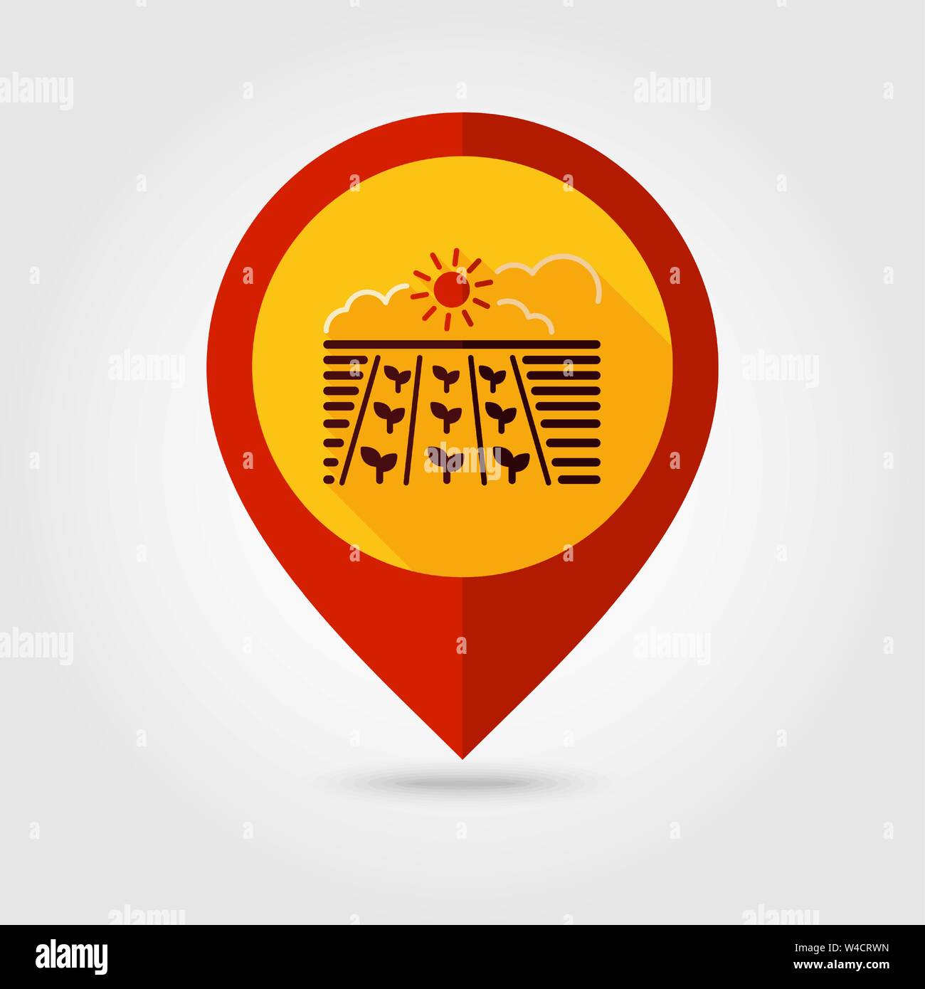 Spring field flat vector pin map icon. Map pointer. Map markers ...