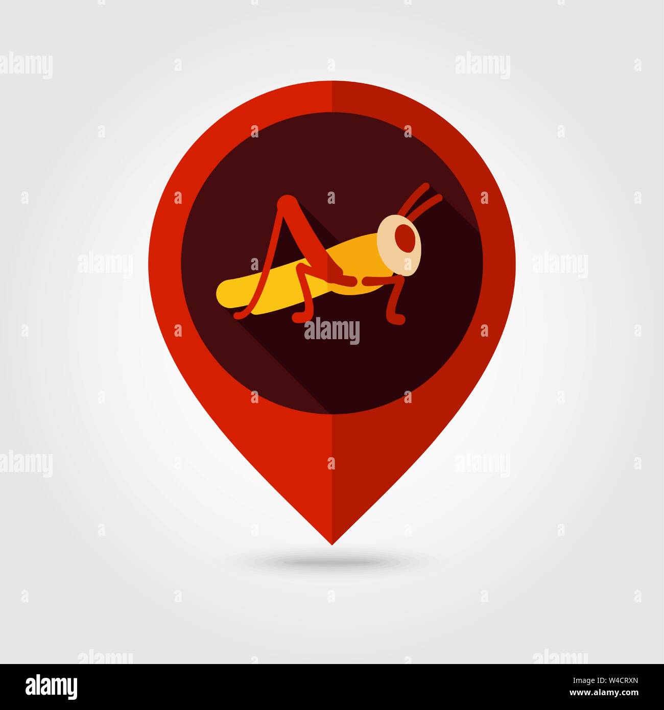 Grasshopper locust flat vector pin map icon. Map pointer. Map markers ...