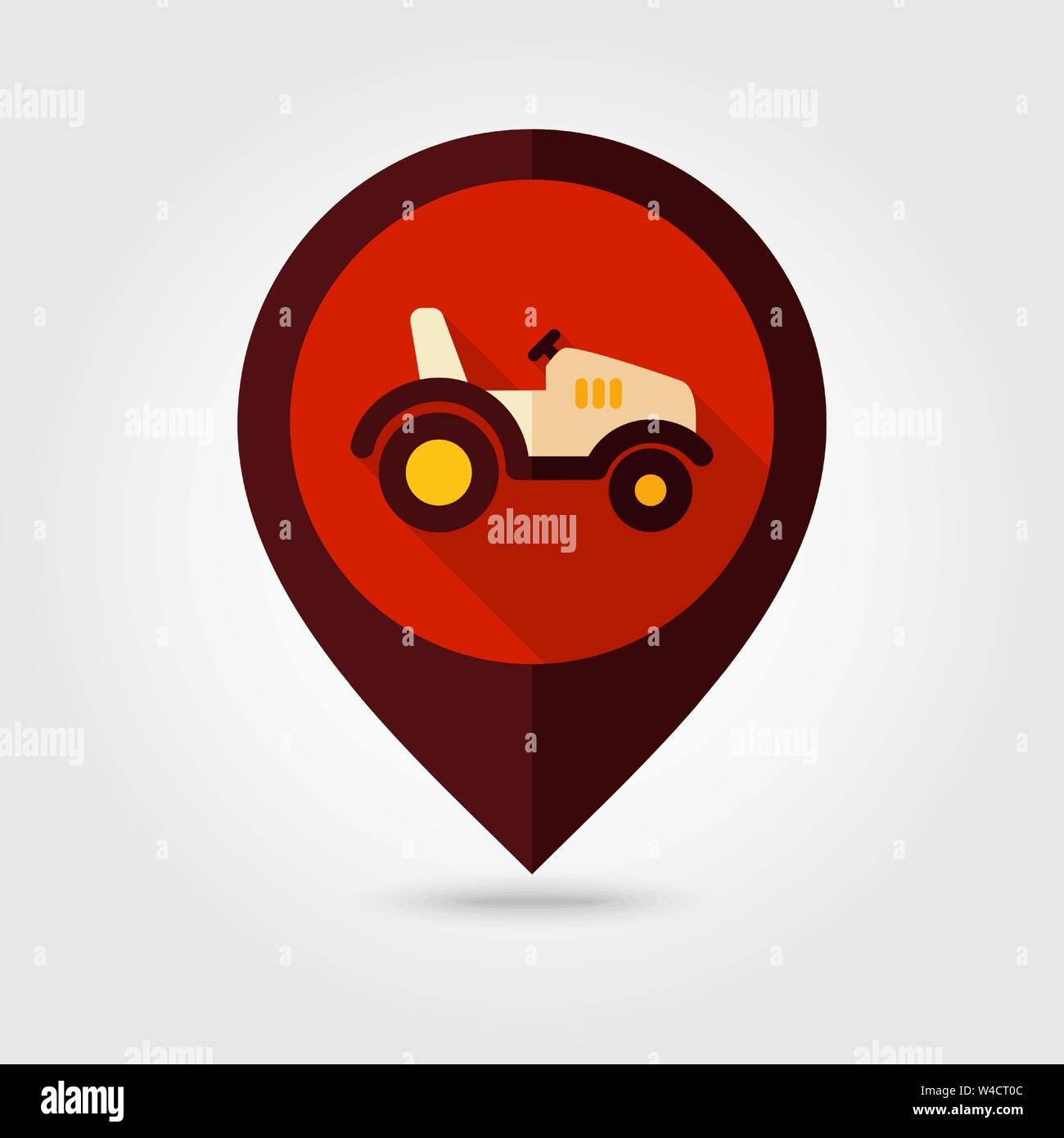 Tractor flat vector pin map icon. Map pointer. Map markers. Farmer ...