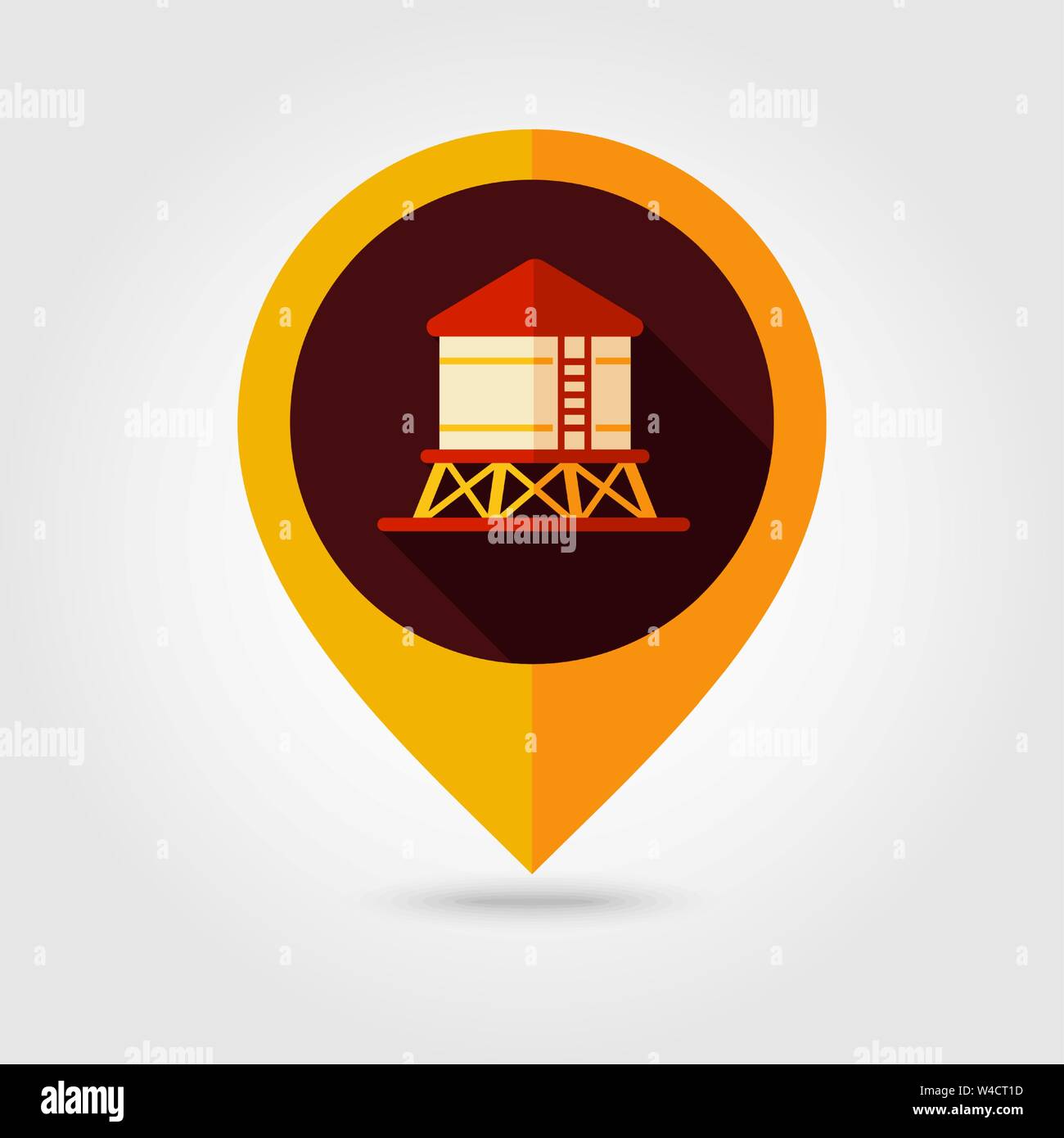 Water tower flat vector pin map icon. Map pointer. Map markers ...