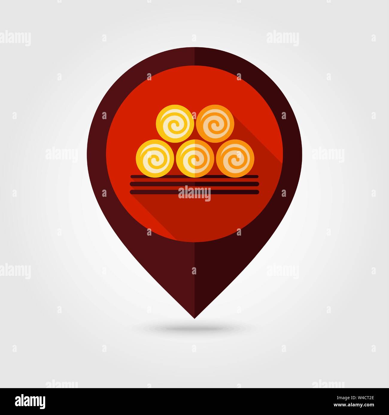 Round hay bales flat vector pin map icon. Map pointer. Map markers ...