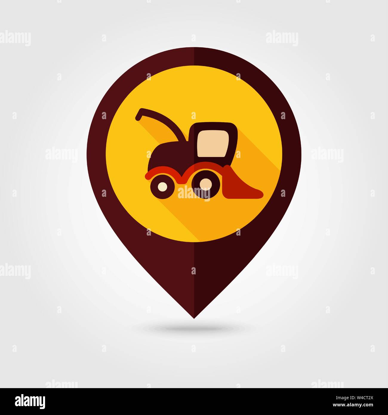 Combine harvester flat vector pin map icon. Map pointer. Map markers ...