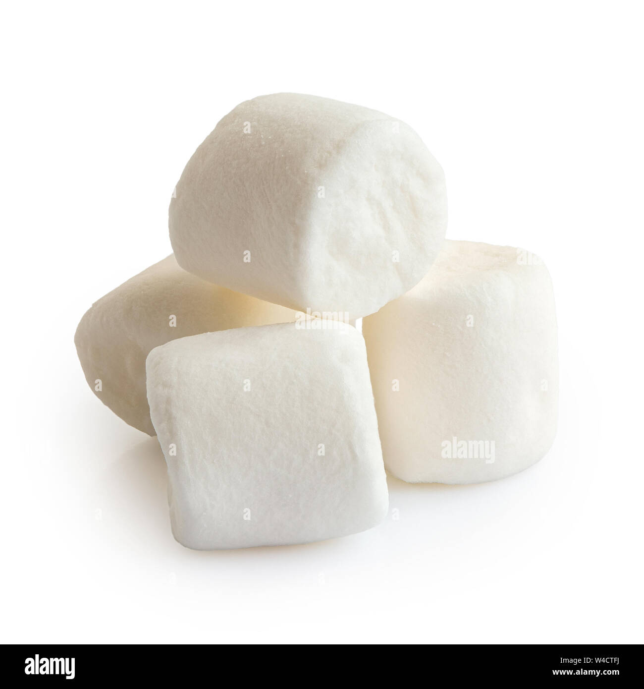 Pile of four white mini marshmallows isolated on white Stock Photo - Alamy