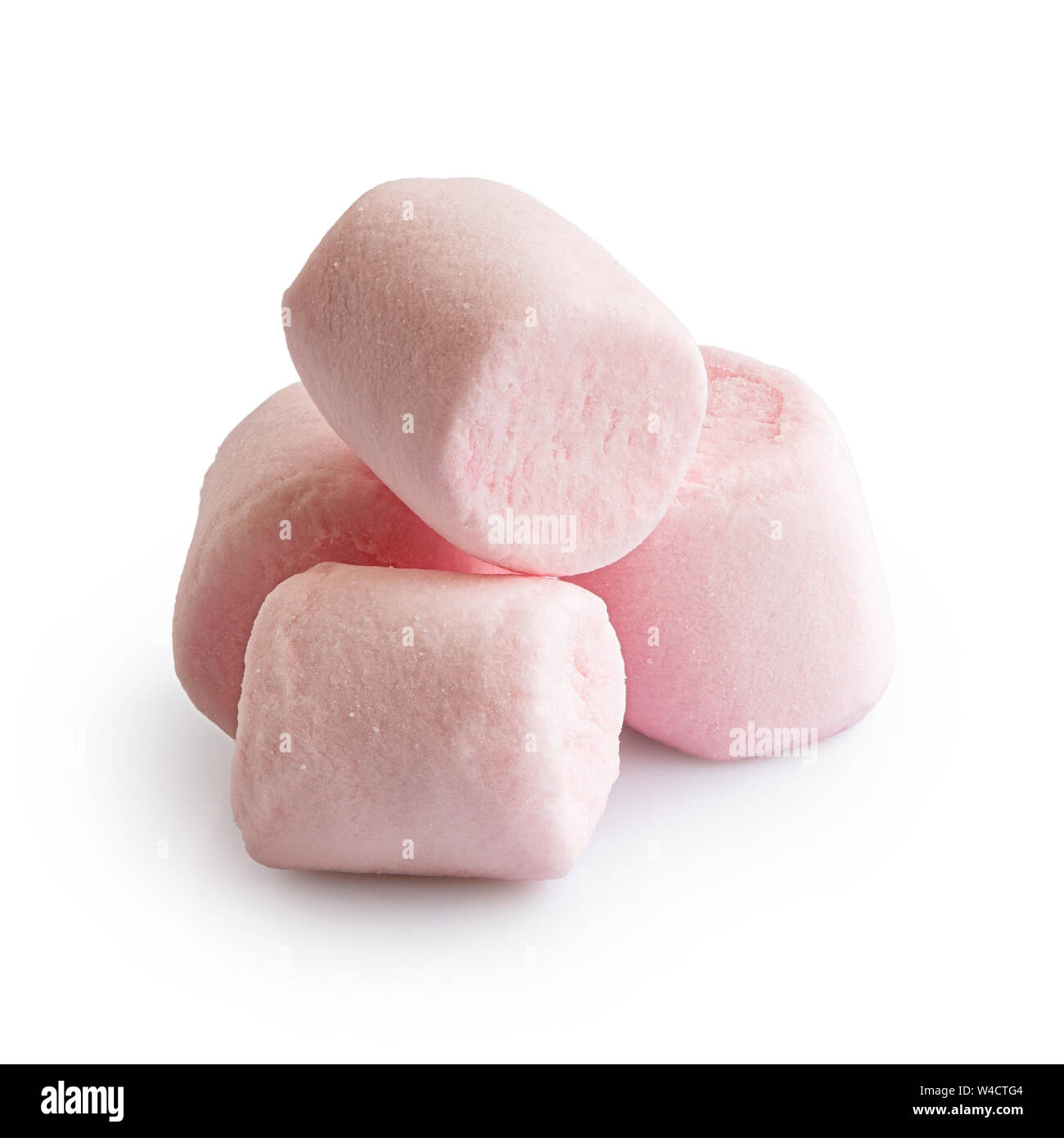 Pile of four pink mini marshmallows isolated on white Stock Photo - Alamy