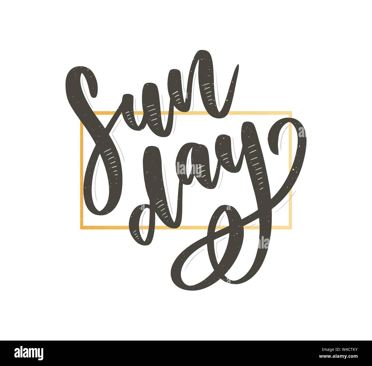 Sunday - Vector hand drawn lettering phrase. Modern brush calligraphy ...
