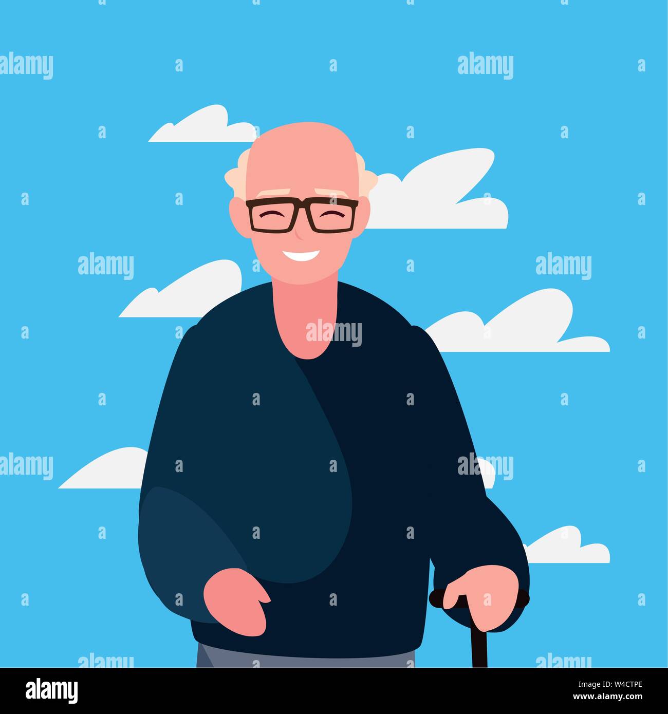 grandfather character family member outdoors vector illustration Stock ...