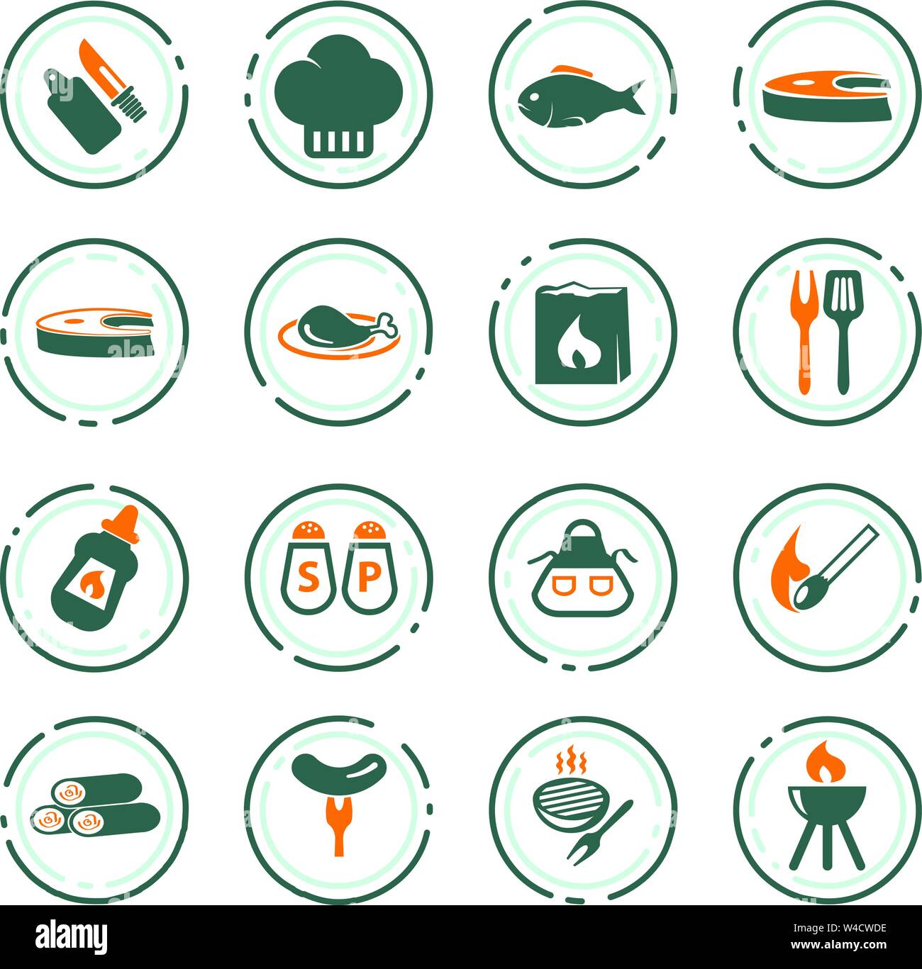 Barbecue color vector icons for user interface design Stock Vector ...