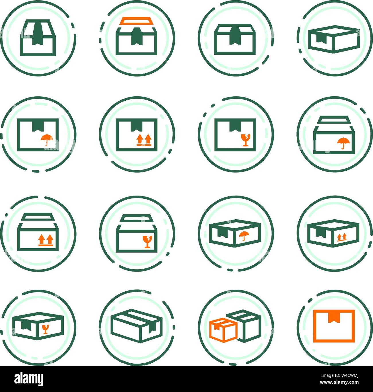 Simple set of box and crates related vector icons for your design Stock ...
