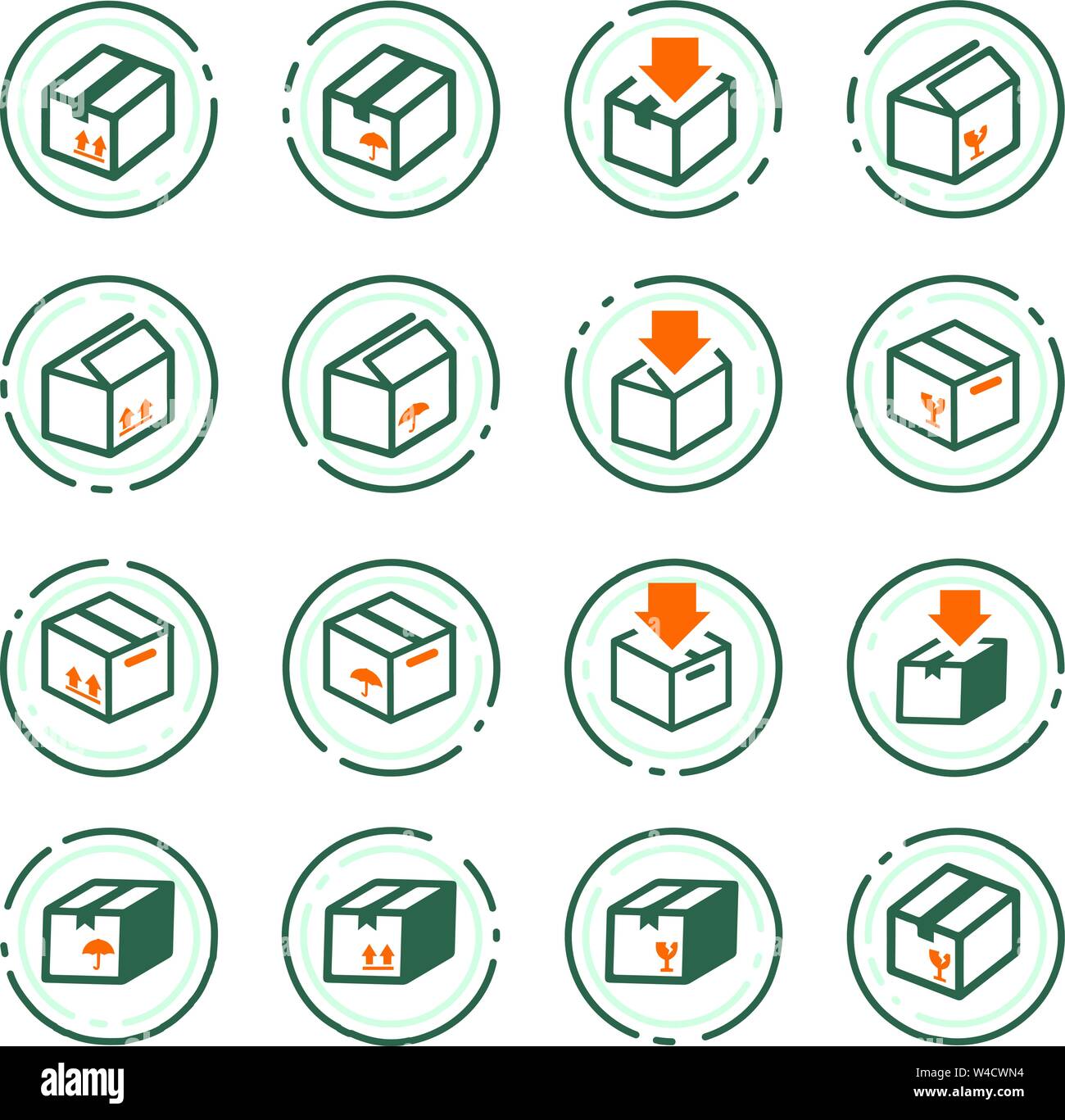 Simple set of box and crates related vector icons for your design Stock ...