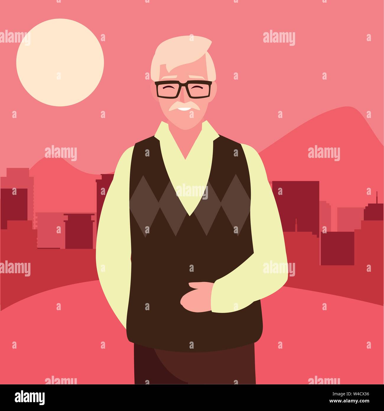 grandfather character portrait outdoors design vector illustration ...