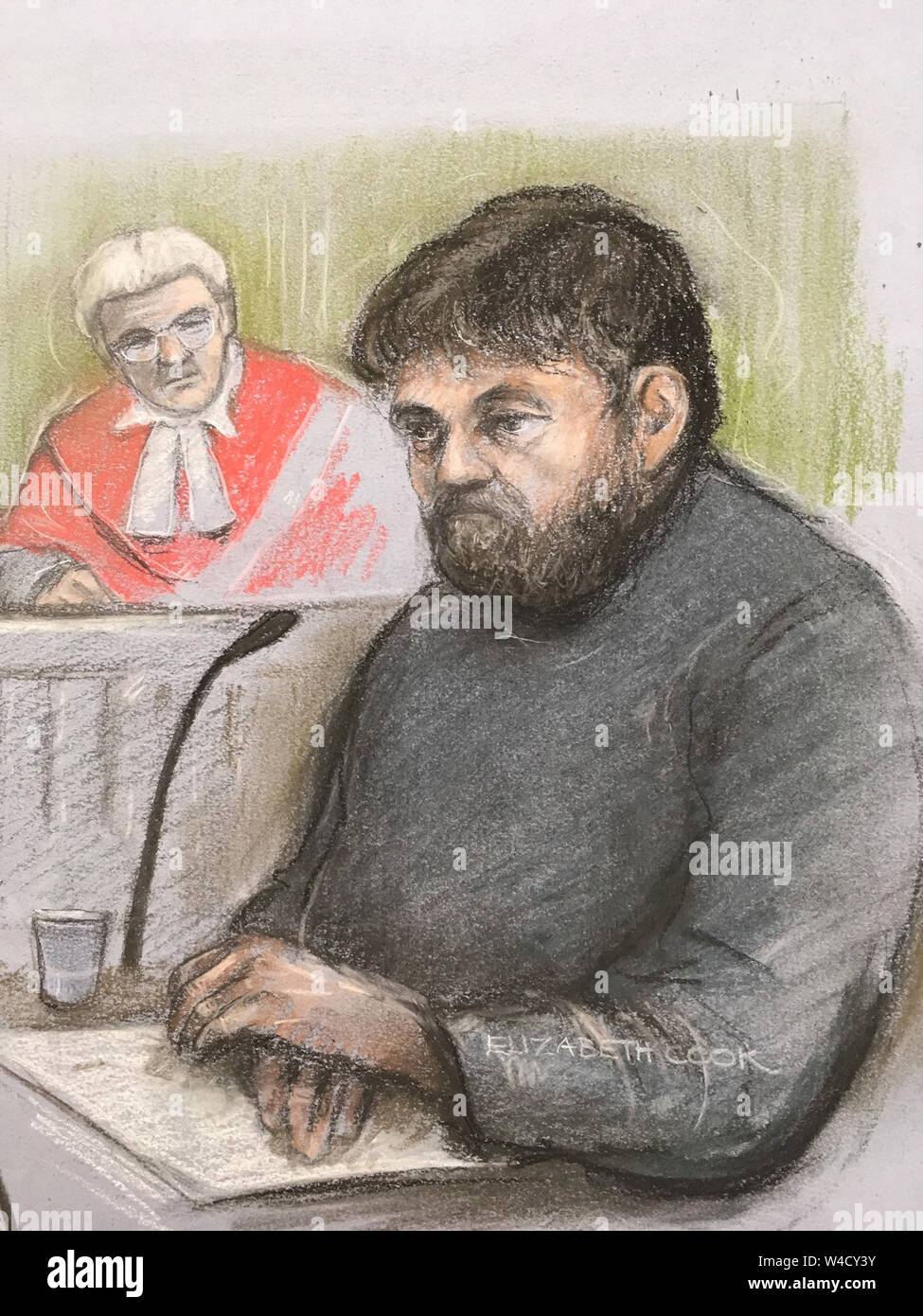 Court artist sketch by elizabeth cook of carl beech hi-res stock ...