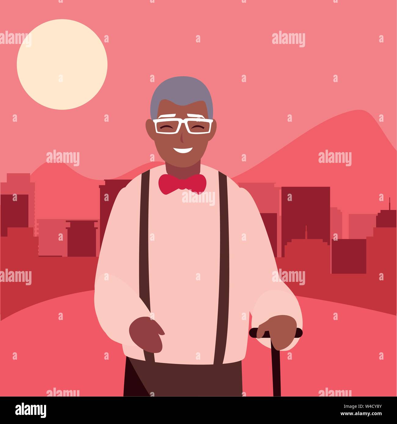 grandfather character portrait outdoors design vector illustration ...