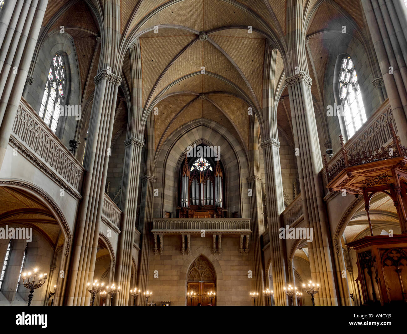 Elisabeth church in Basel, interior view, majestic architecture, Swiss ...