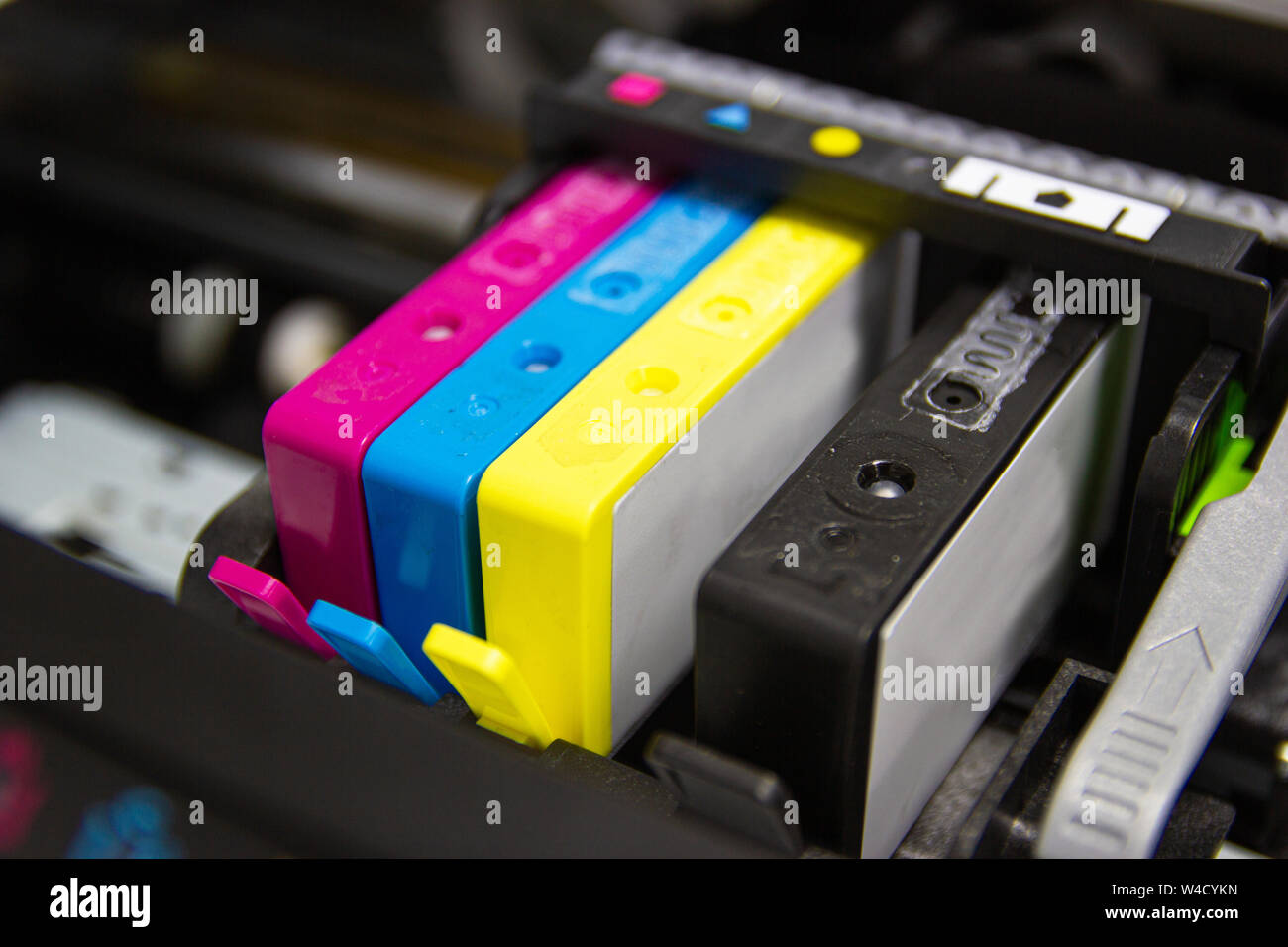 the color printer inkjet cartridge of the printer inject Stock Photo ...