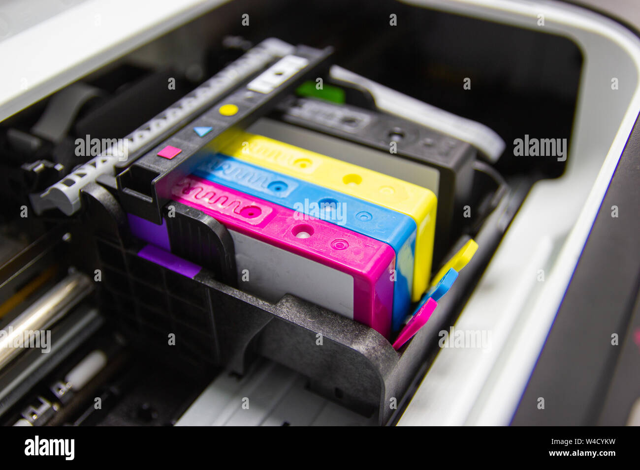 the color printer inkjet cartridge of the printer inject Stock Photo ...