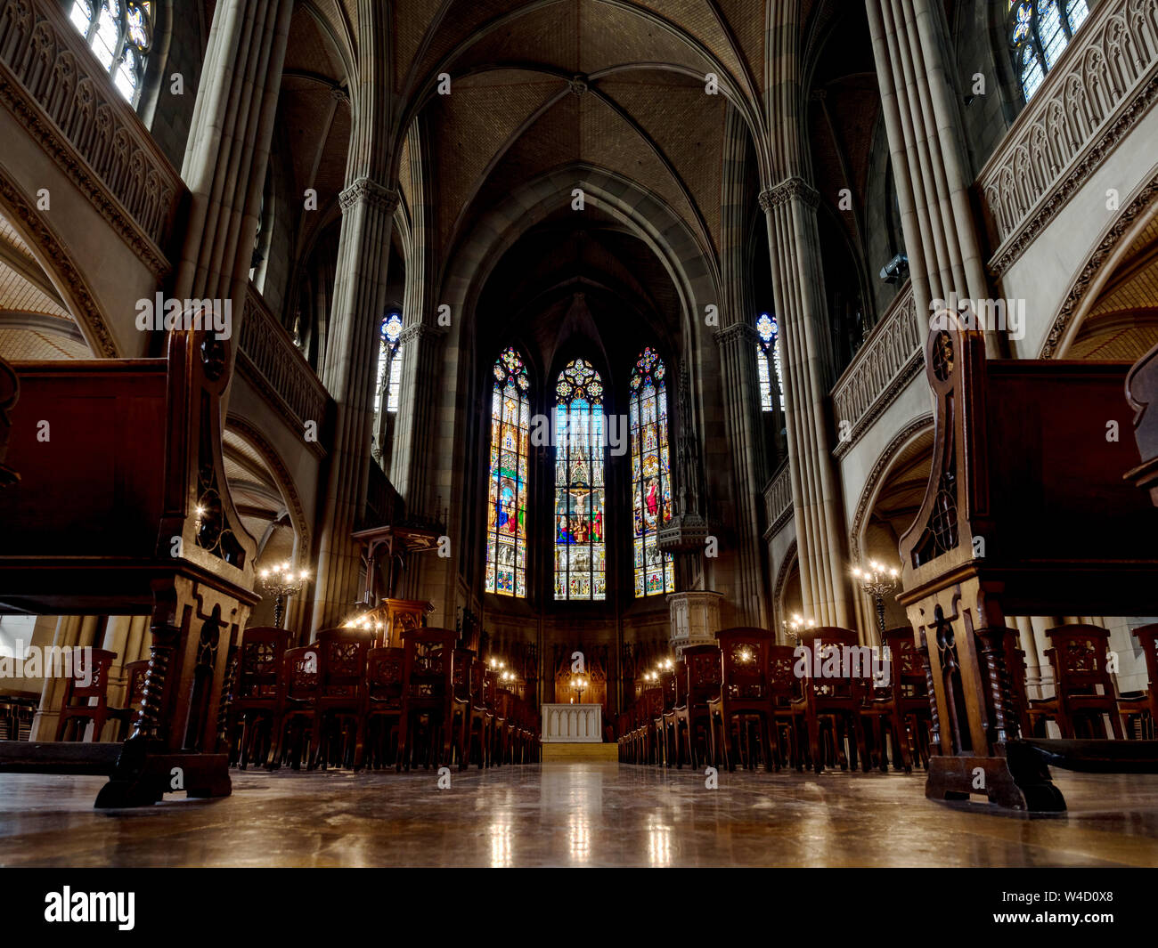 Elisabeth church in Basel, interior view, majestic architecture, Swiss ...