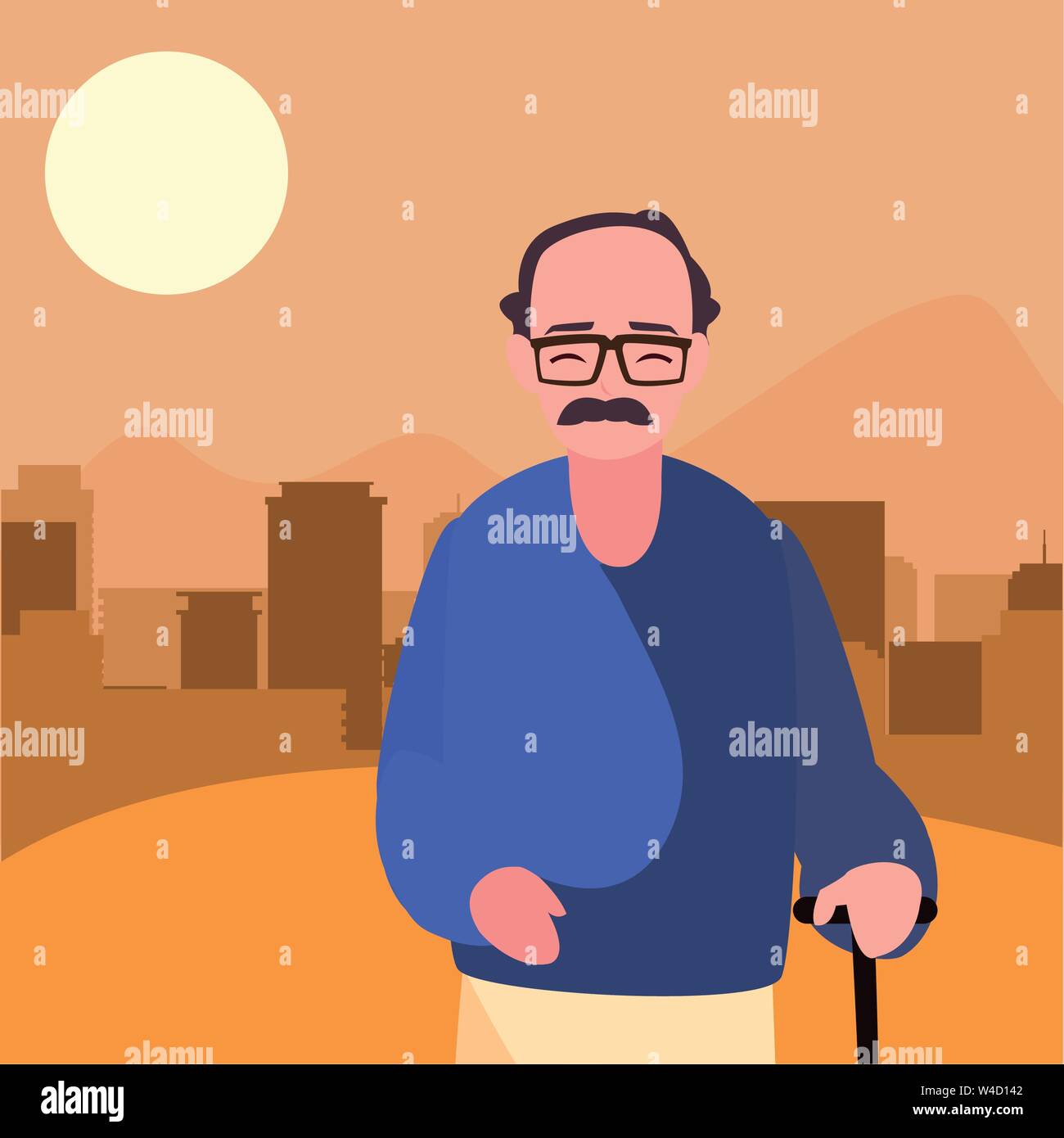 grandfather character portrait outdoors design vector illustration ...