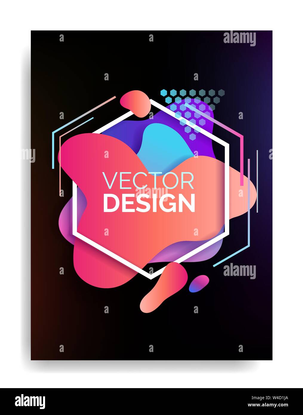 Abstract flowing liquid elements poster A4, colorful forms, dynamic ...