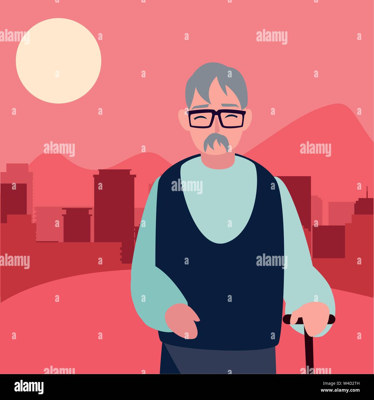 grandfather character portrait outdoors design vector illustration ...