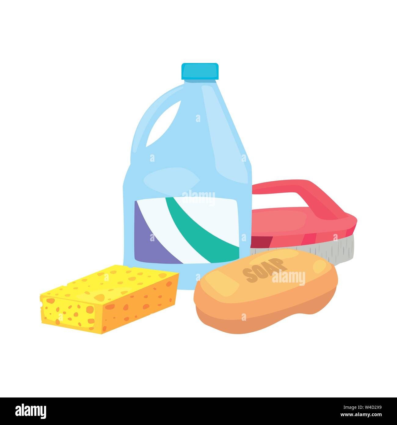 detergent sponge brush soap cleaning products and supplies vector ...