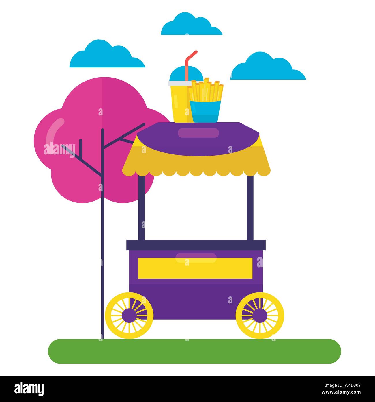 booth food french fries soda street park Stock Vector Image & Art - Alamy
