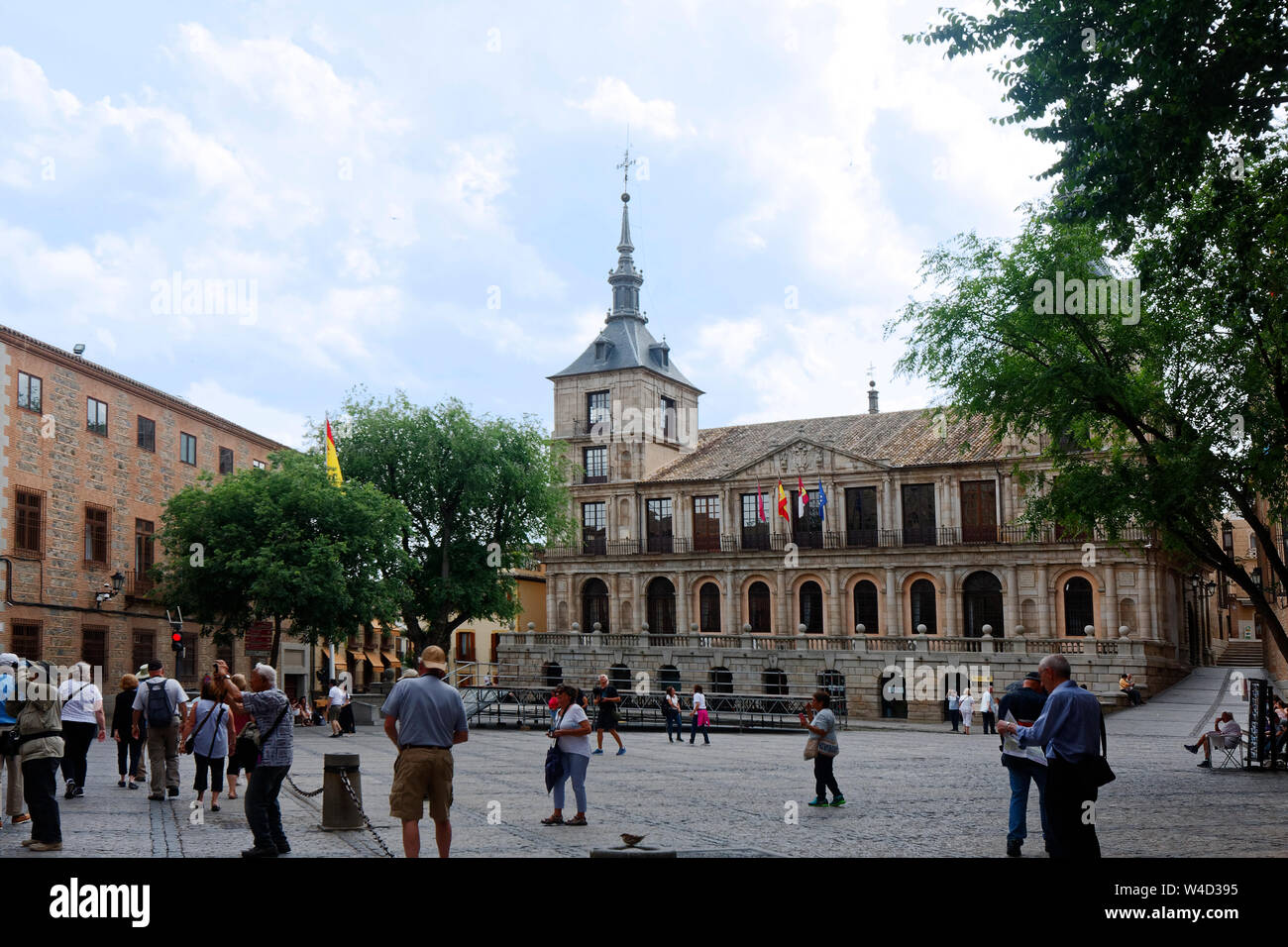 City Hall, 16 century, old stone building, arched windows, cobblestone ...