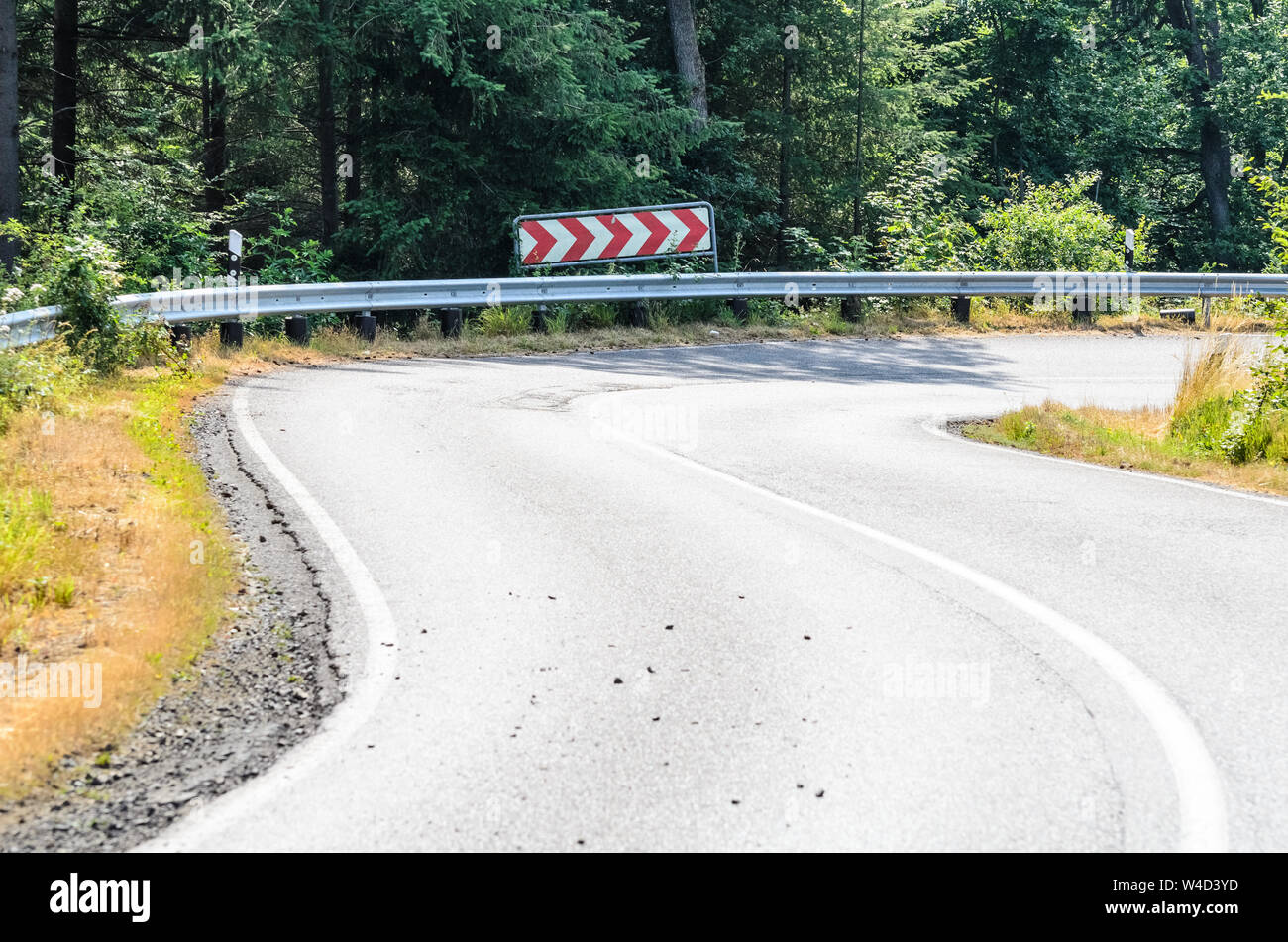 Road signs and markings along a road in Bavaria, Germany Stock Photo ...