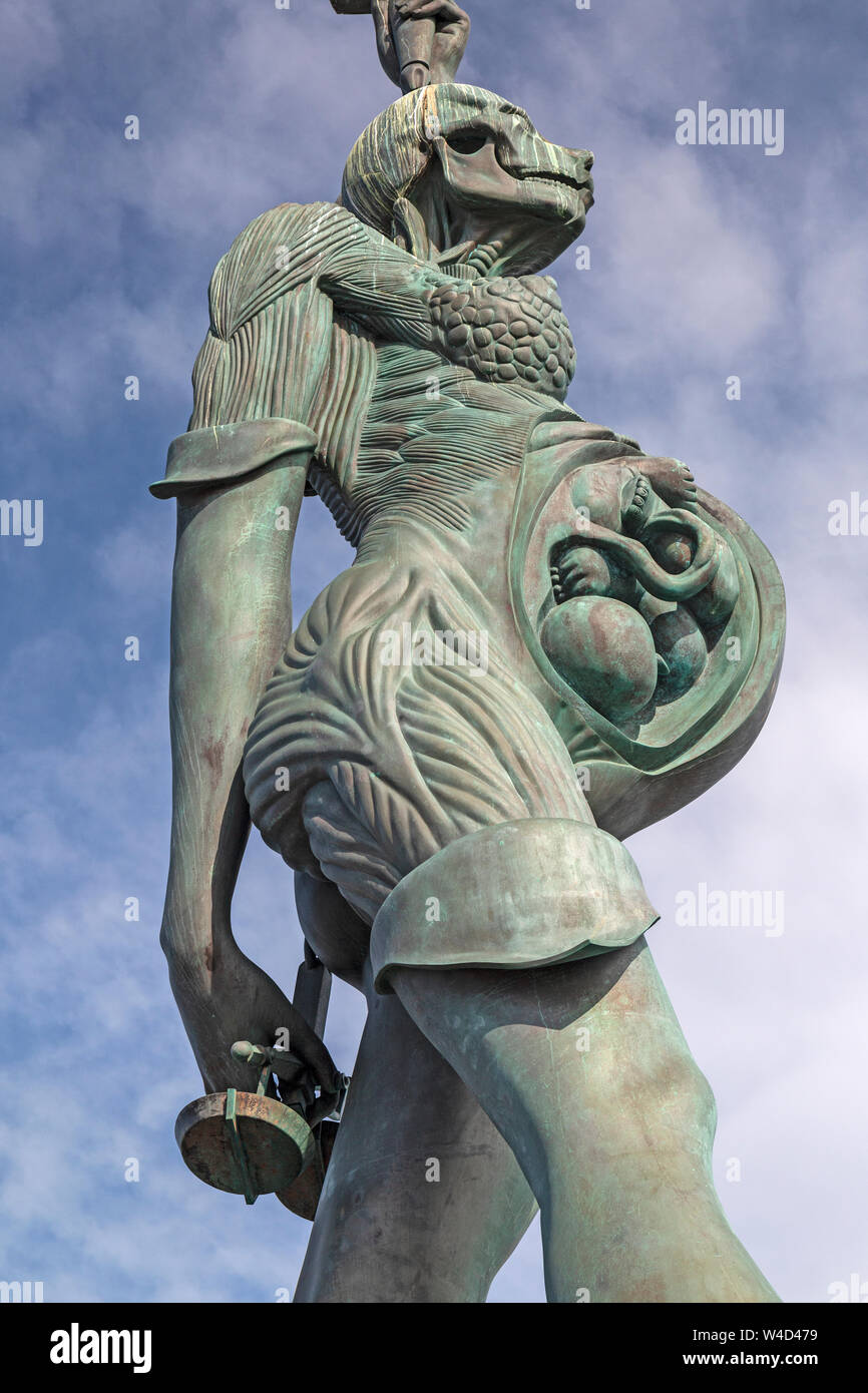 Verity. A stainless steel and bronze statue by Damien Hirst, on the ...