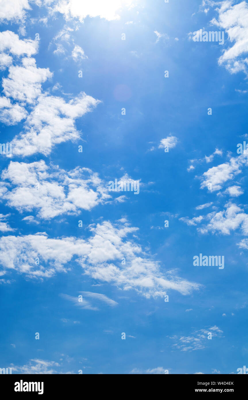 Blue dramatic sky background - colorful clouds lit by evening sunset ...