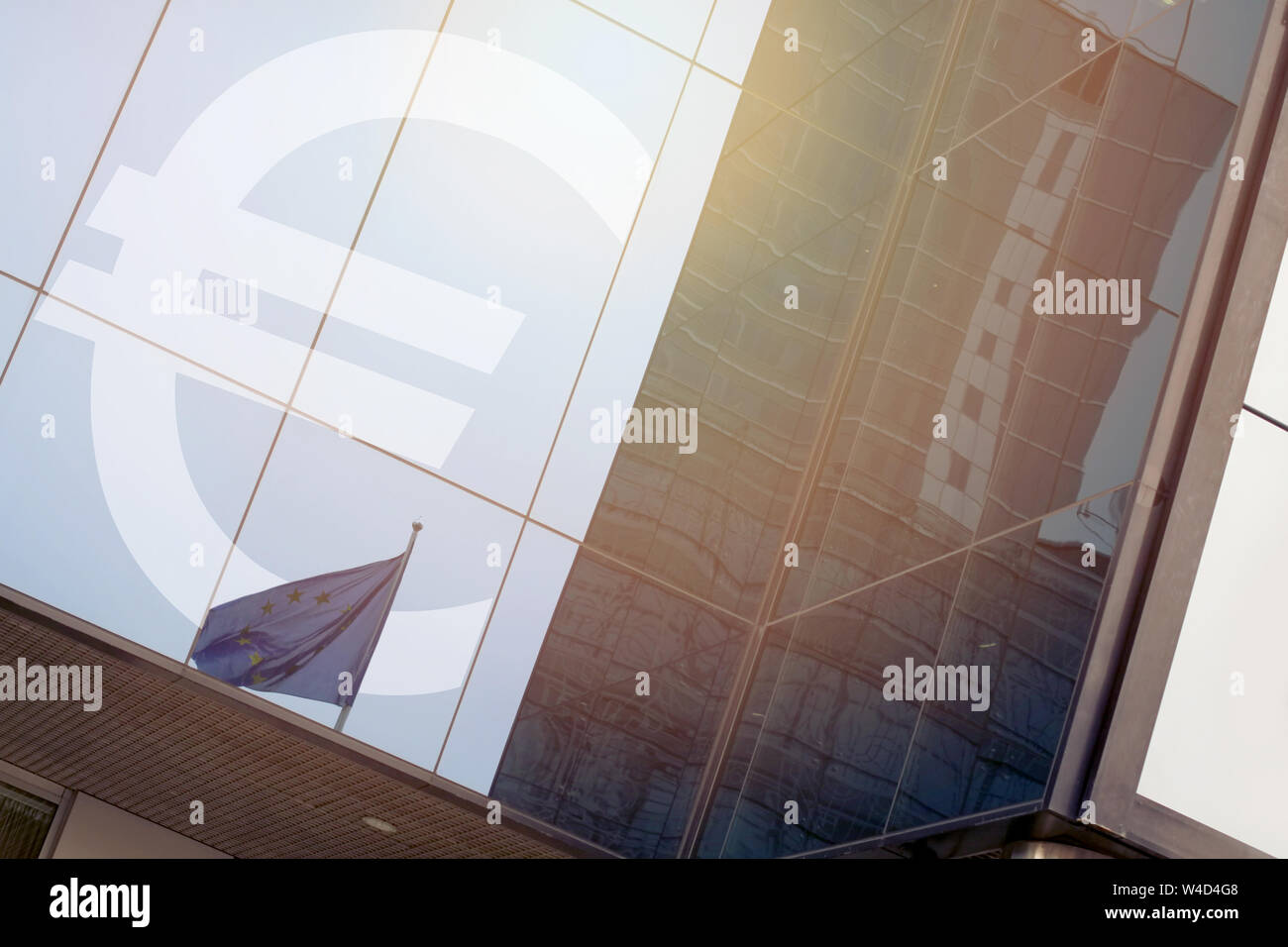 Modern office building with sign Euro with sunlight Stock Photo - Alamy