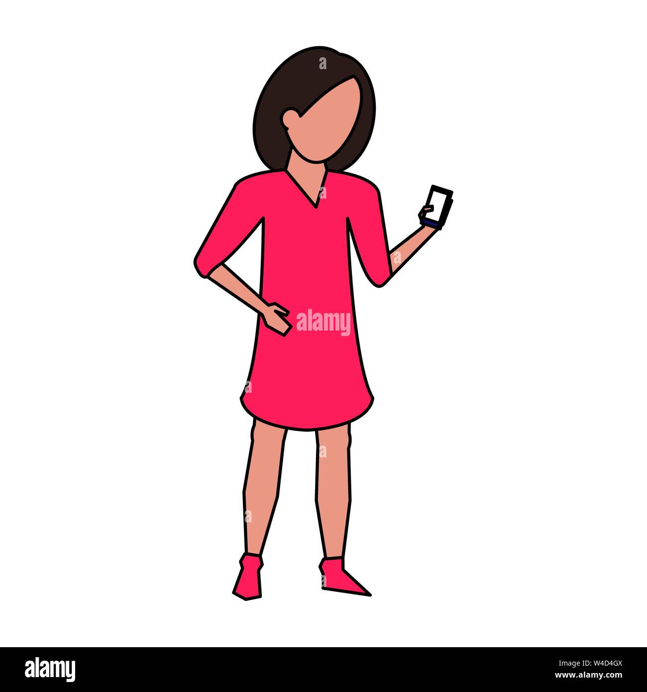 woman using smartphone technology cartoon Stock Vector Image & Art - Alamy