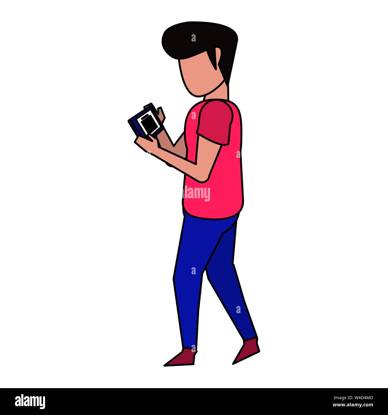 man using smartphone technology cartoon Stock Vector Image & Art - Alamy