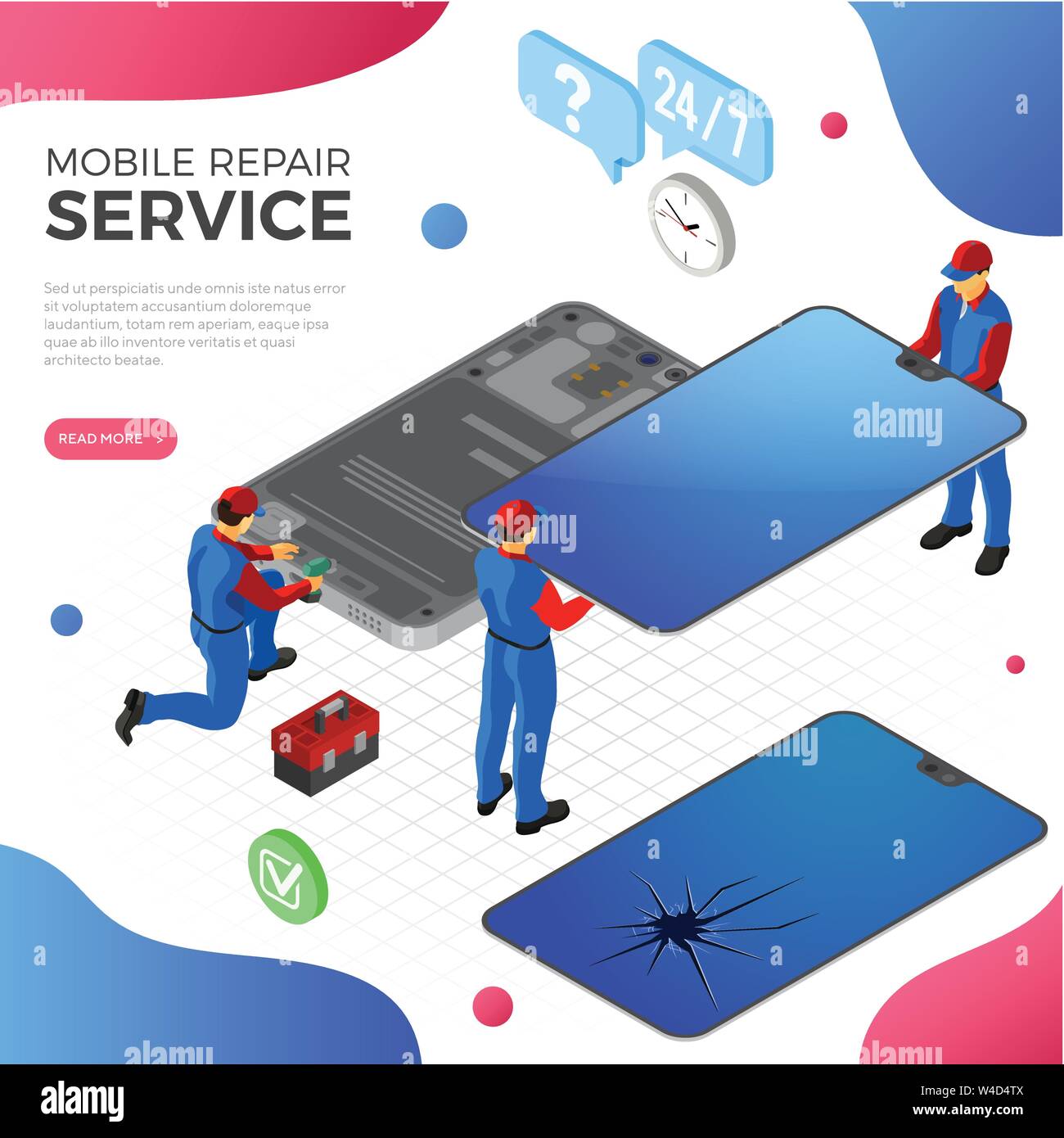 Mobile screen repair Stock Vector Images - Alamy