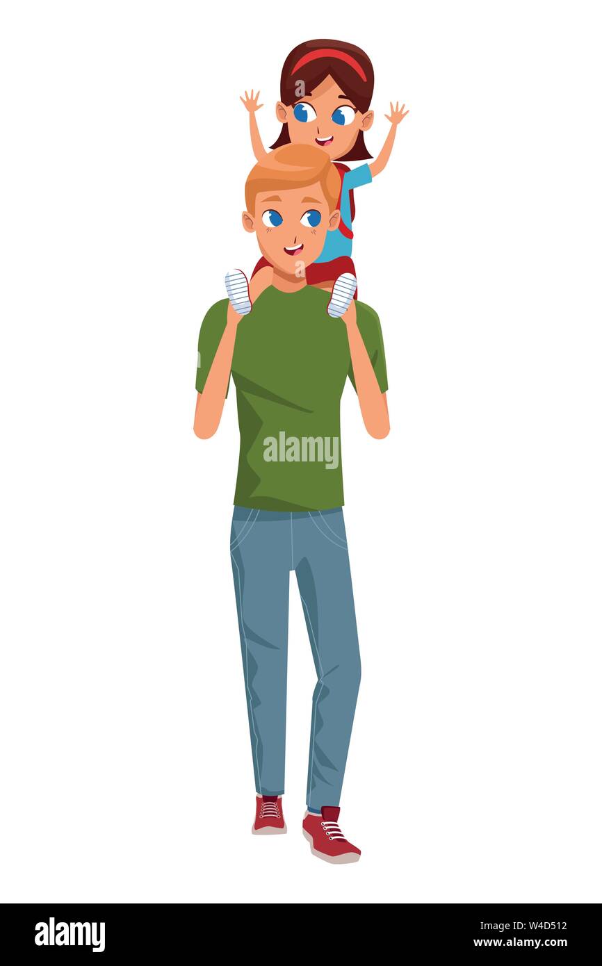 Family single parent with children cartoon Stock Vector Image & Art - Alamy