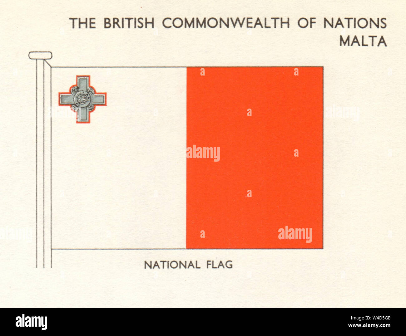 MALTA FLAGS. National Flag 1965 old vintage print picture Stock Photo ...