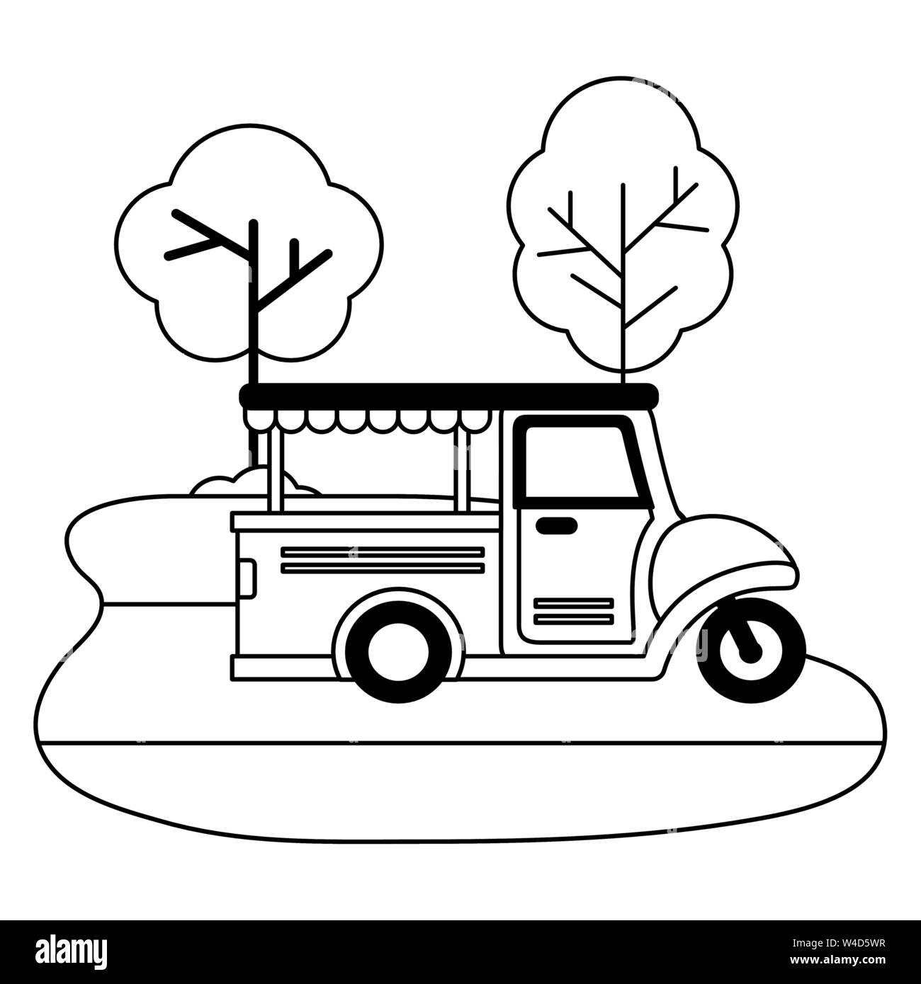 food truck park street trees design Stock Vector Image & Art - Alamy
