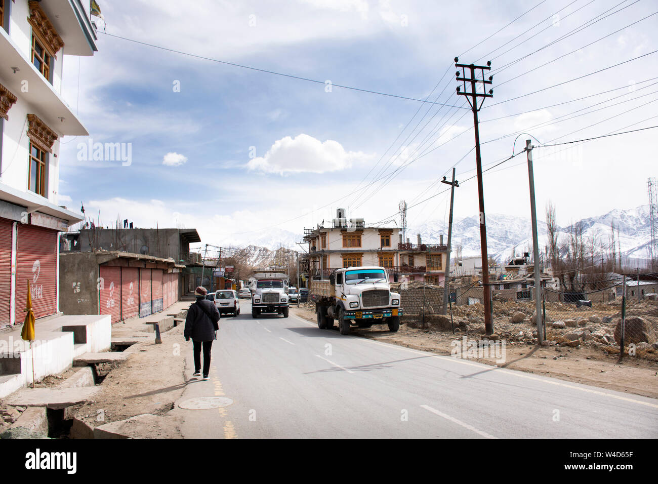 View and landscape and cityscape with buildings inside of Leh Ladakh ...