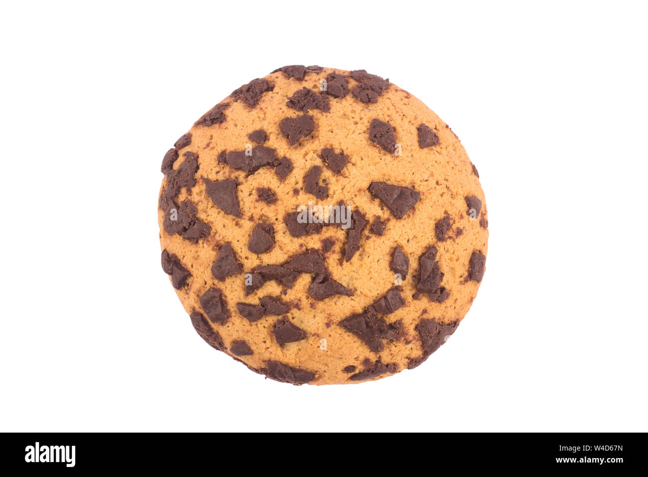 top view closeup chocolate brown round cookie isolated on white ...