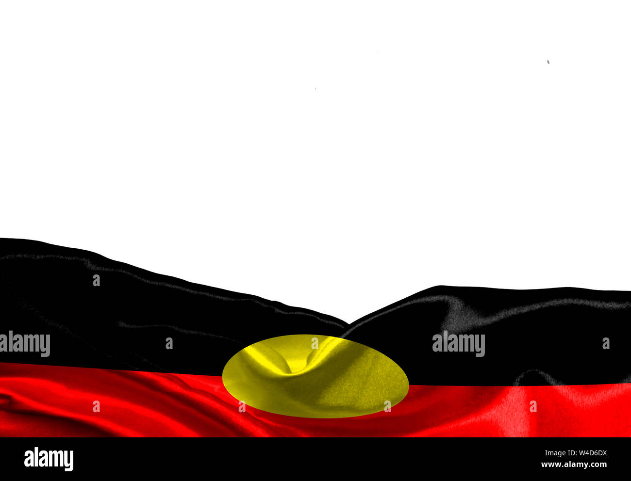 Australian Aboriginal flag isolated on white background with place for ...