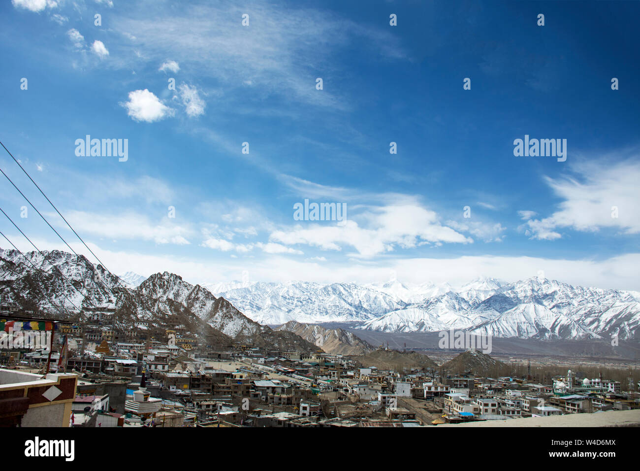 Aerial view landscape and cityscape of Leh Ladakh Village with ...