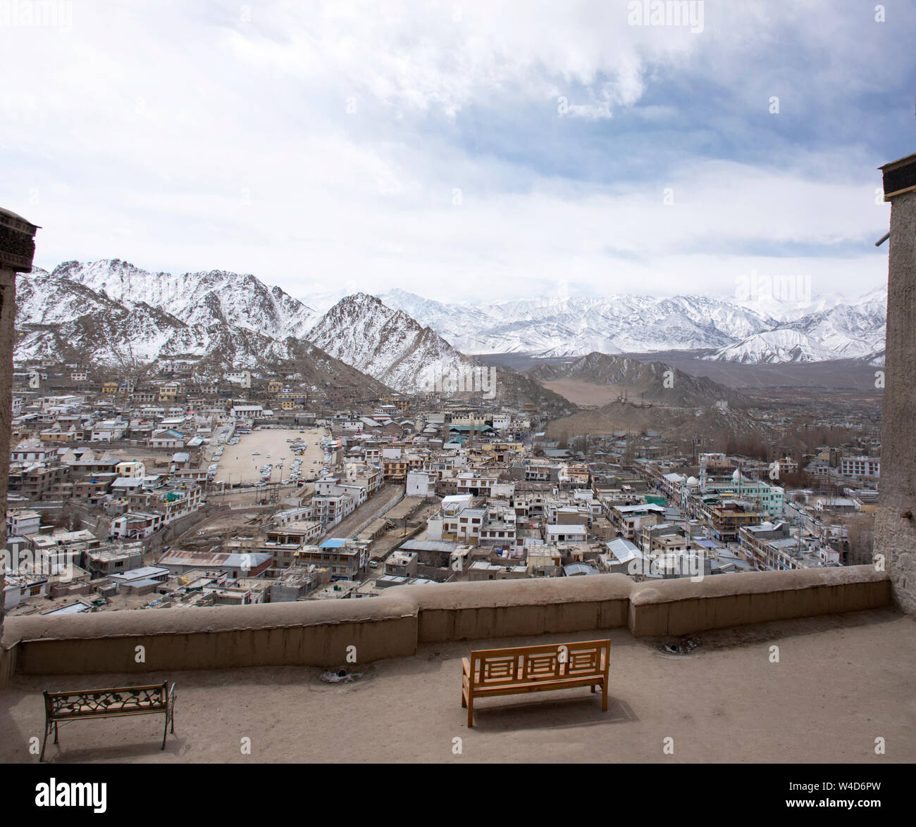 Aerial view landscape and cityscape of Leh Ladakh Village with ...