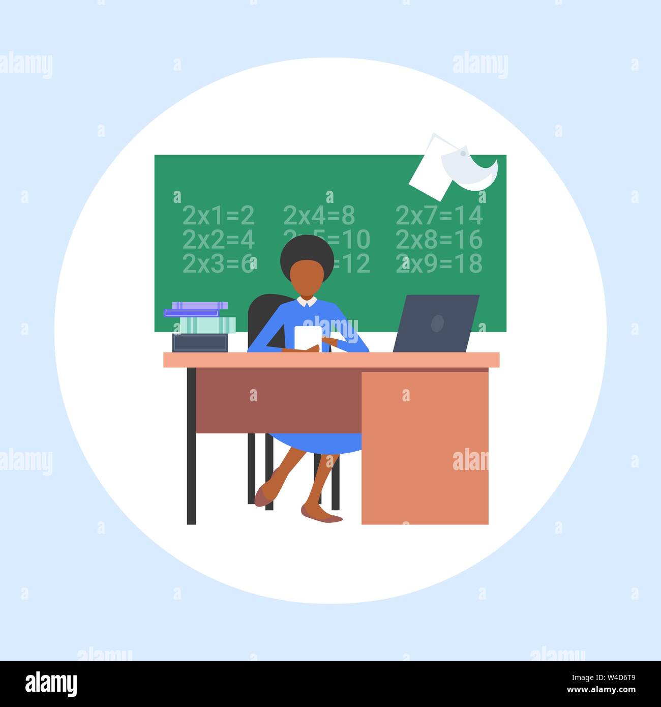 Laptop college desk Stock Vector Images - Alamy