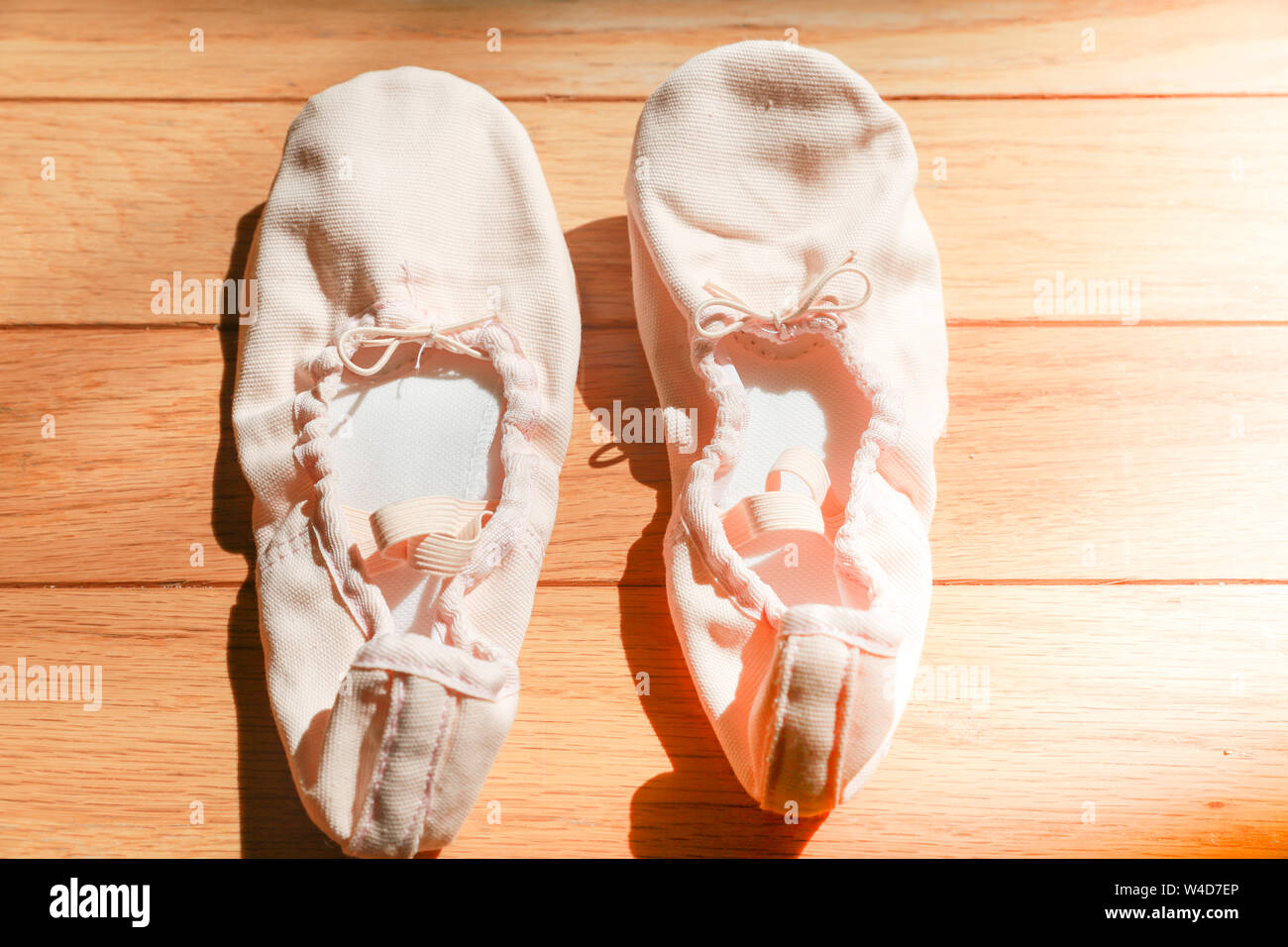 Closeup of a pair of dance shoes, ballet pointe shoes, and character ...
