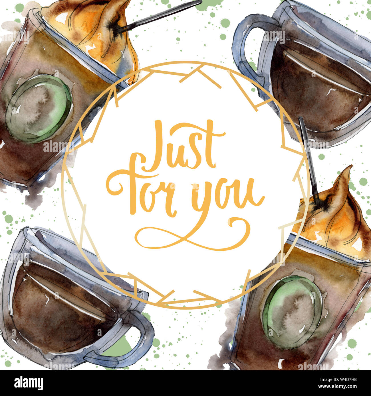Hot and cold coffee drinks. Watercolor background illustration set ...
