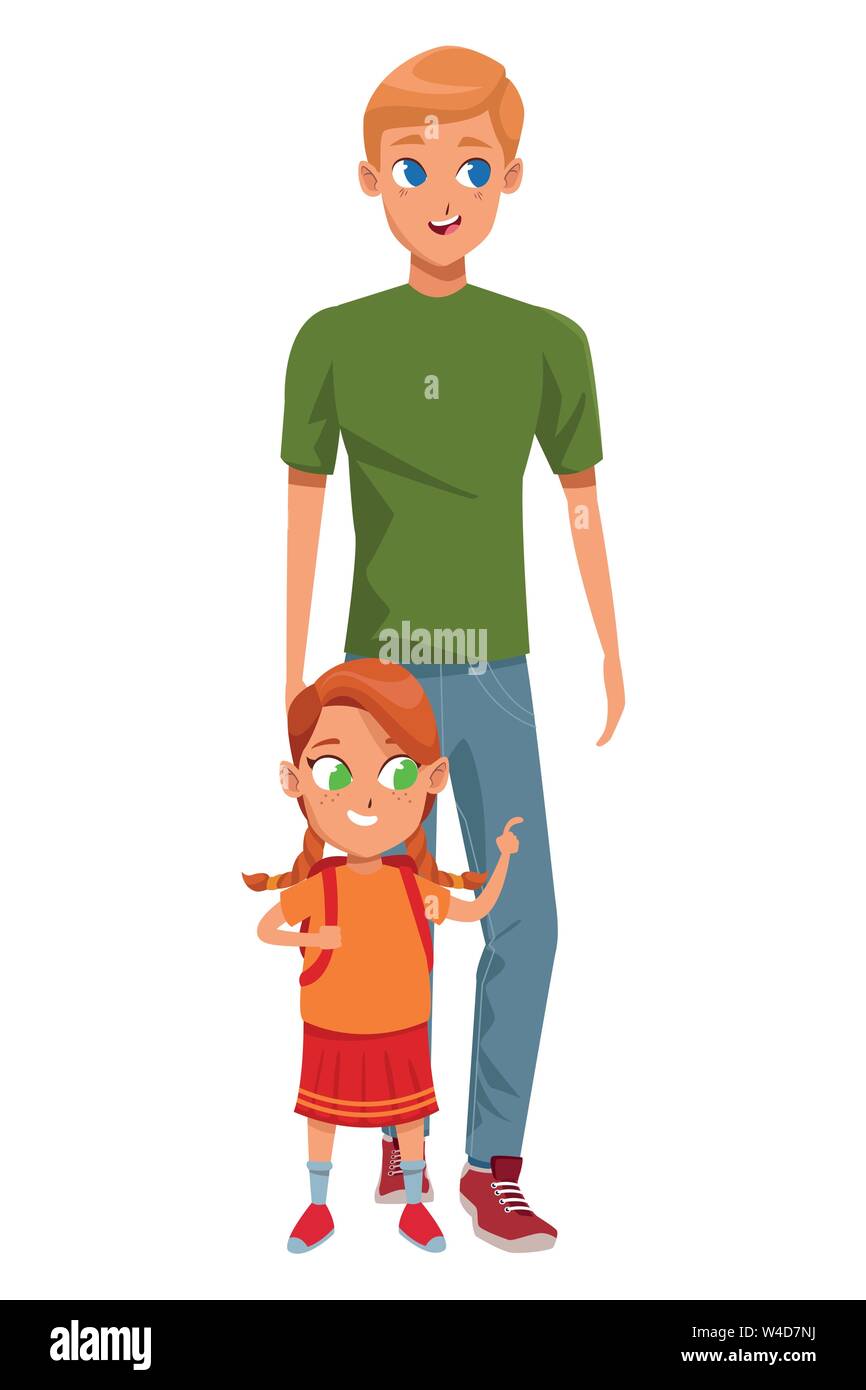 Single father and daughter Stock Vector Images - Alamy