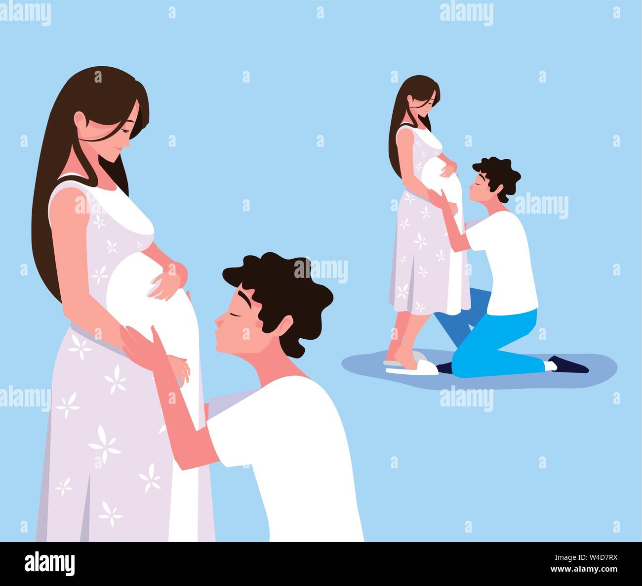 group of couples pregnant avatar character vector illustration design ...