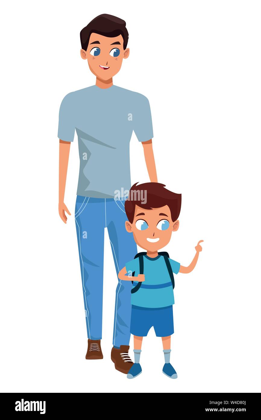 Family single parent with children cartoon Stock Vector Image & Art - Alamy