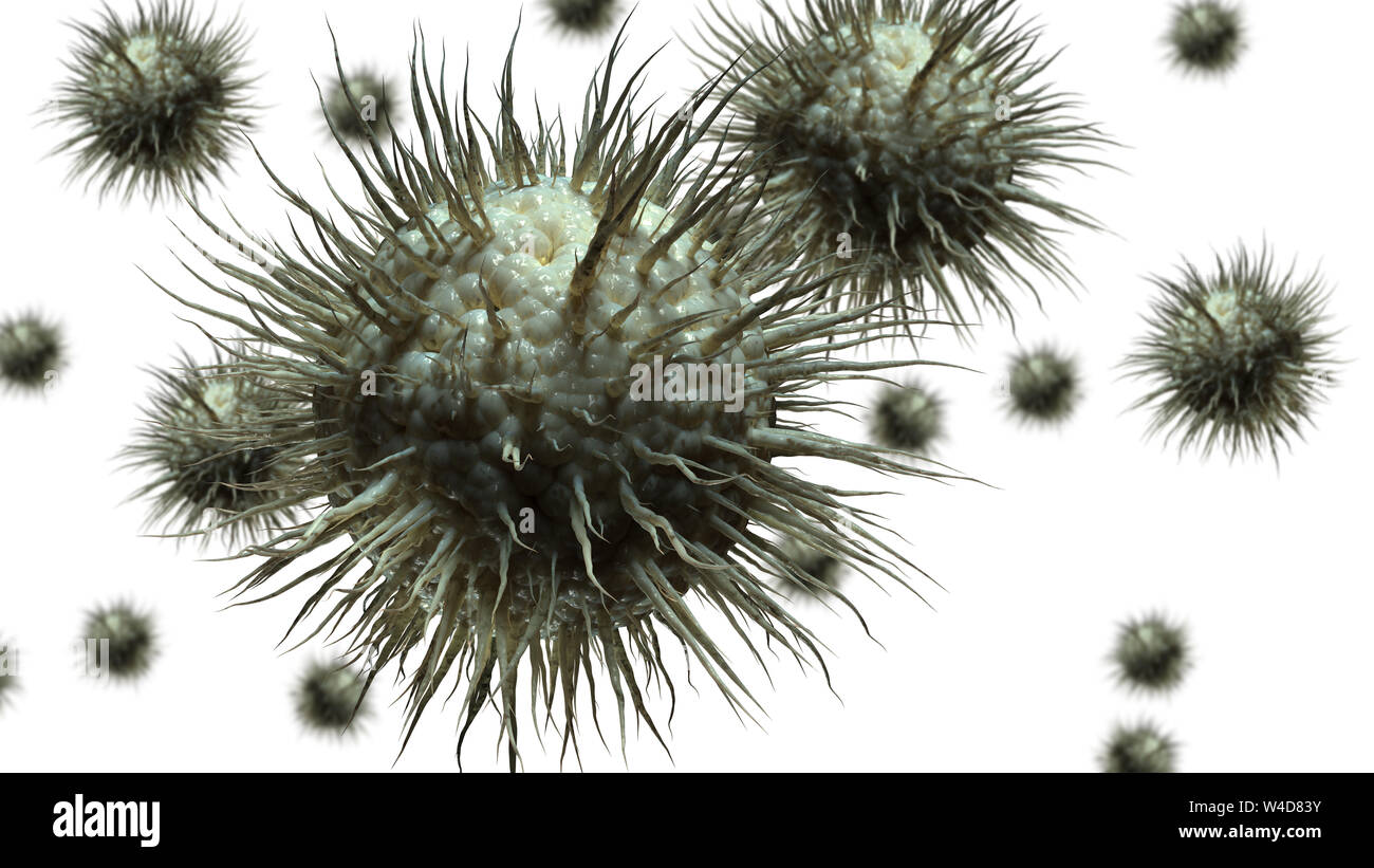 Virus cells isolated on white background . 3D illustration Stock Photo ...