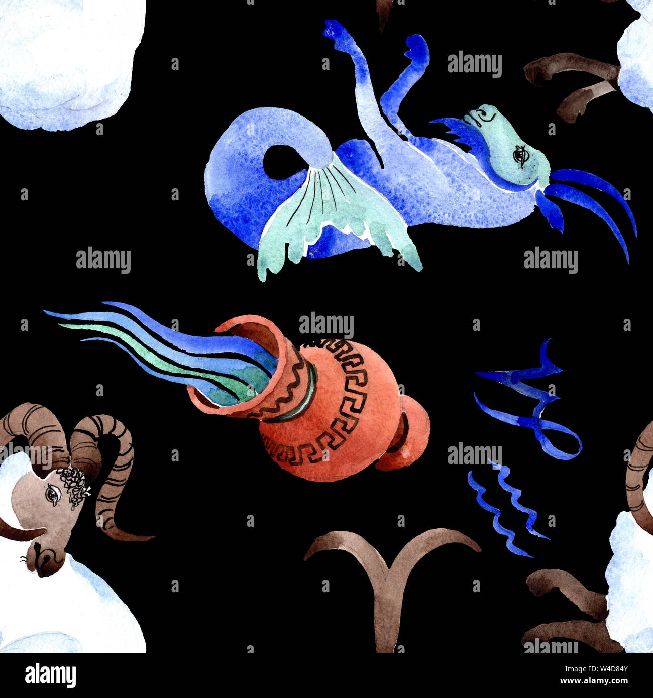 Horoscope zodiac sign, astrology symbol. Watercolor illustration set ...