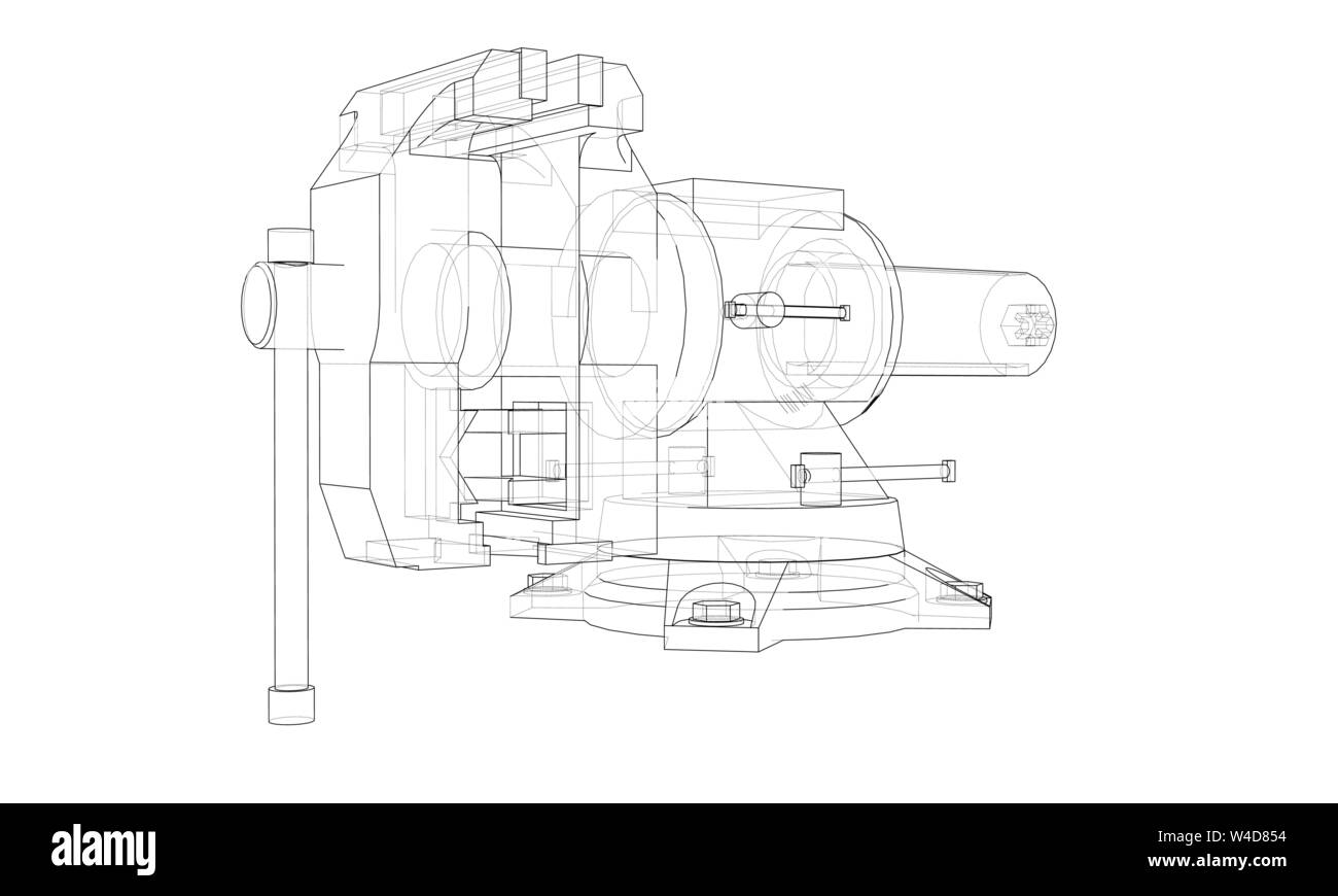 Outline vise vector. Wire-frame style. The layers of visible and ...